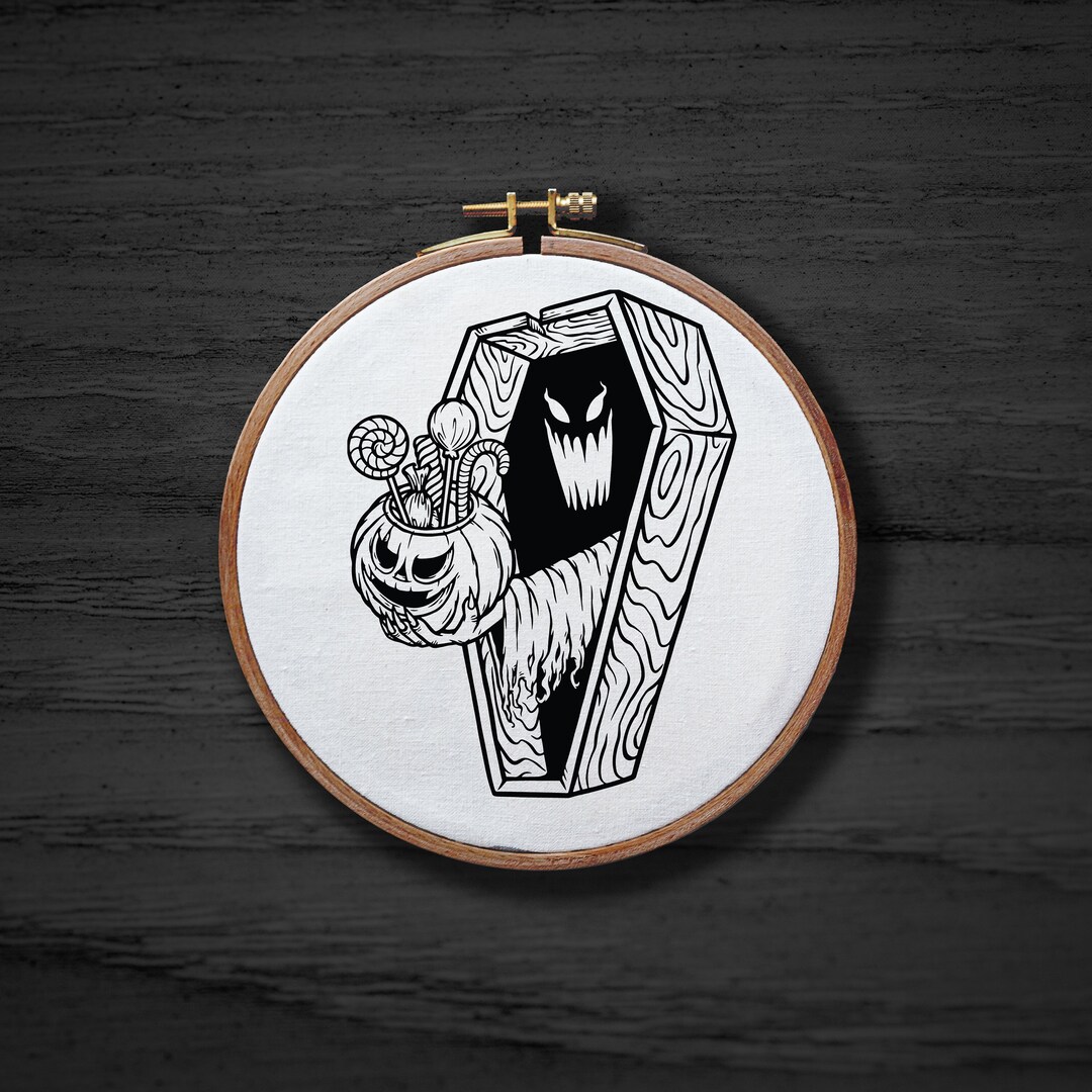 Demon Coffin Halloween Embroidery Pattern, Trick or Treat (PDF Pattern ...