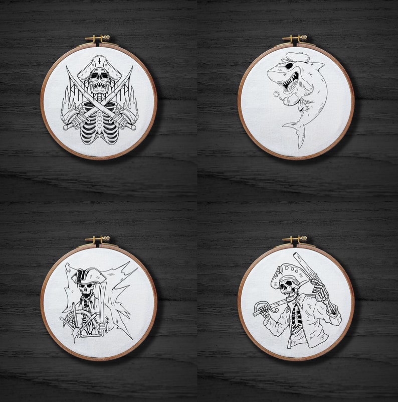 20 Gothic Ocean Hand Embroidery Pattern Bundle Skeleton - Etsy