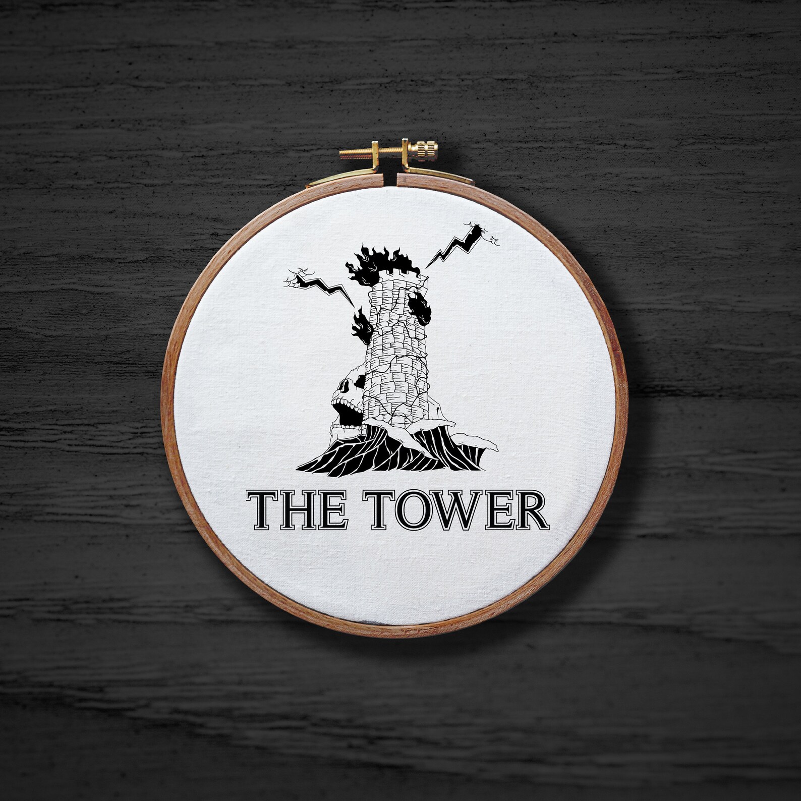 The Tower Skeleton Tarot Card Hand Embroidery Pattern , Ocean Skull ...