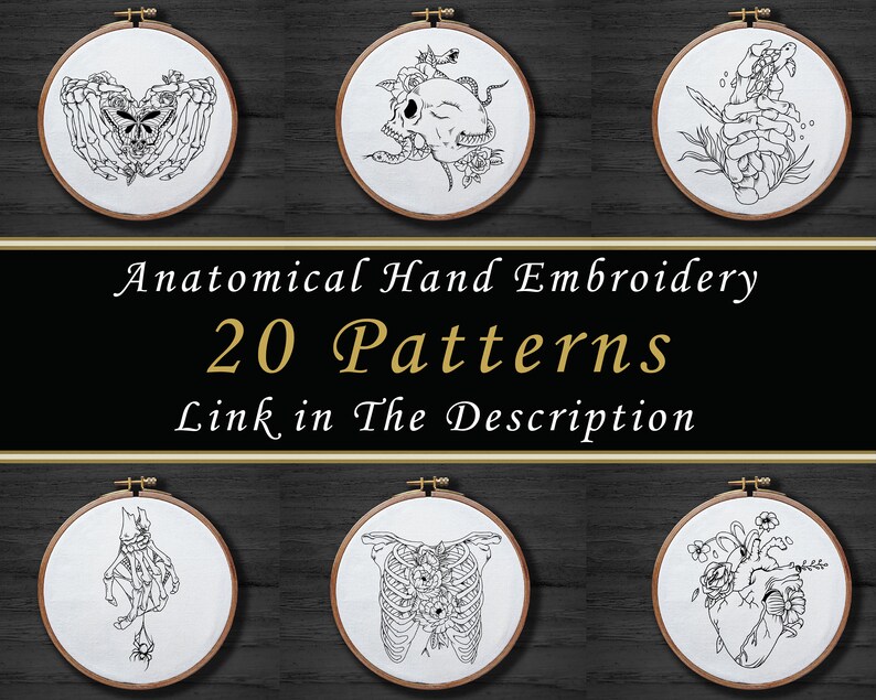Skeleton Hand With Butterfly Hand Embroidery Pattern , Animal Witchy Skeleton Hand Embroidery ...