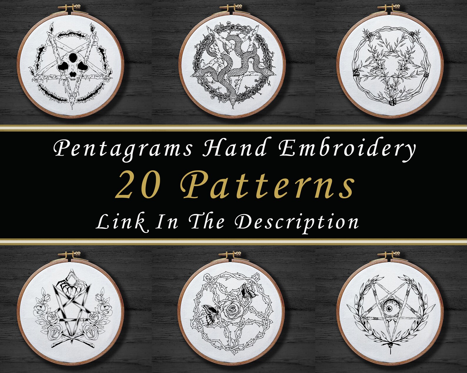 Snake Pentagram Hand Embroidery Pattern Goth Witchy Scary - Etsy