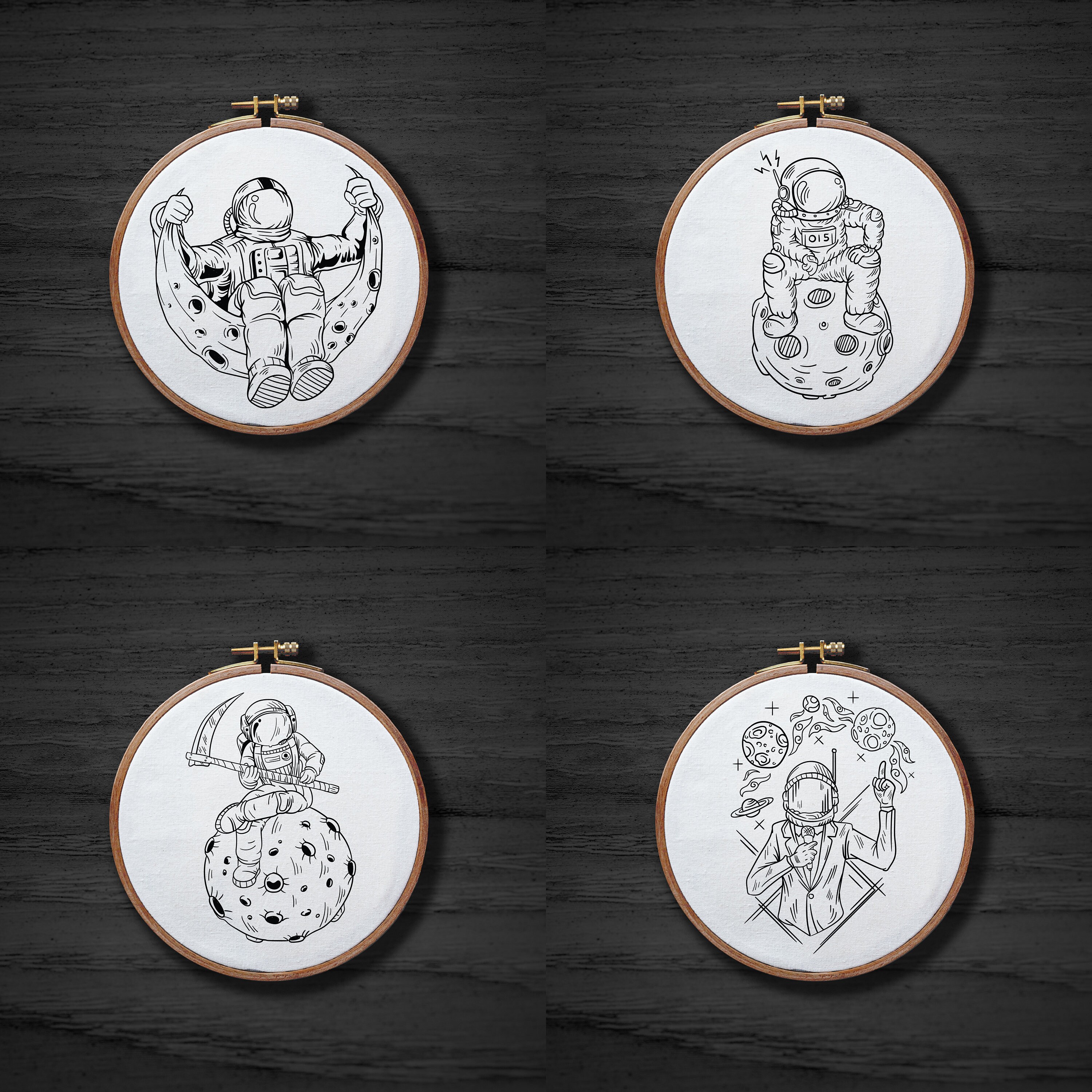 20 Gothic Space Hand Embroidery Pattern Set Alien Astronaut - Etsy