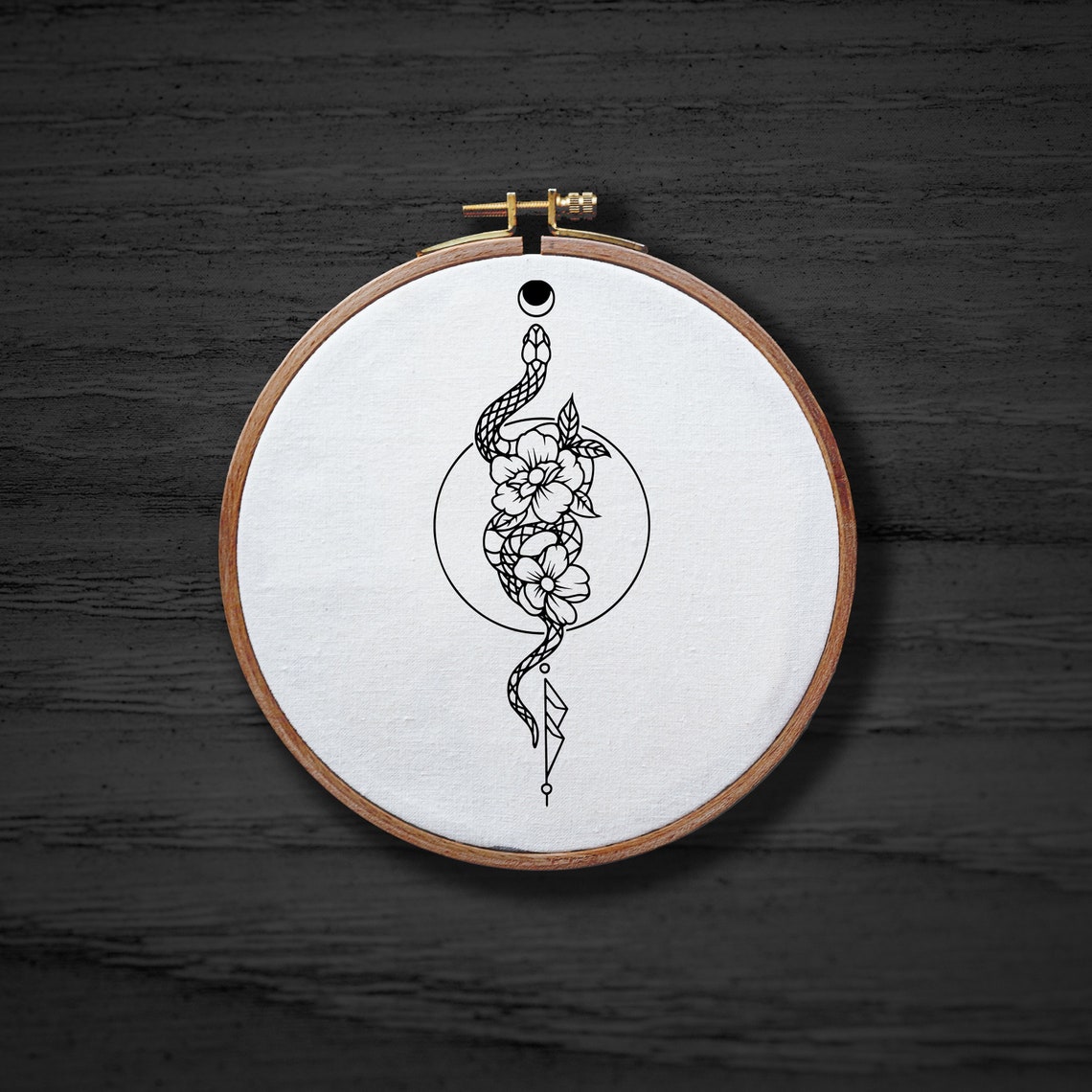 Snake Hand Embroidery Pattern Gothic Floral Animal Pattern - Etsy