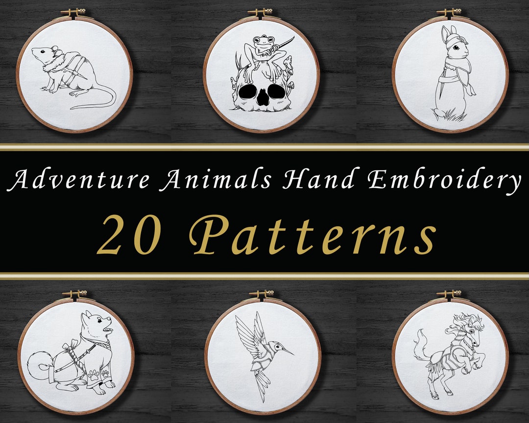 20 Adventure Animals Hand Embroidery Pattern Set , DND Fantasy ...