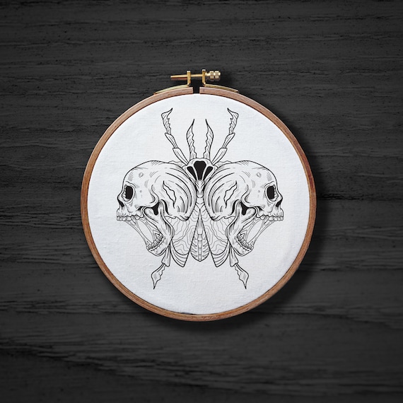Beetle Skulls Hand Embroidery Pattern Skeleton Bug Hand - Etsy