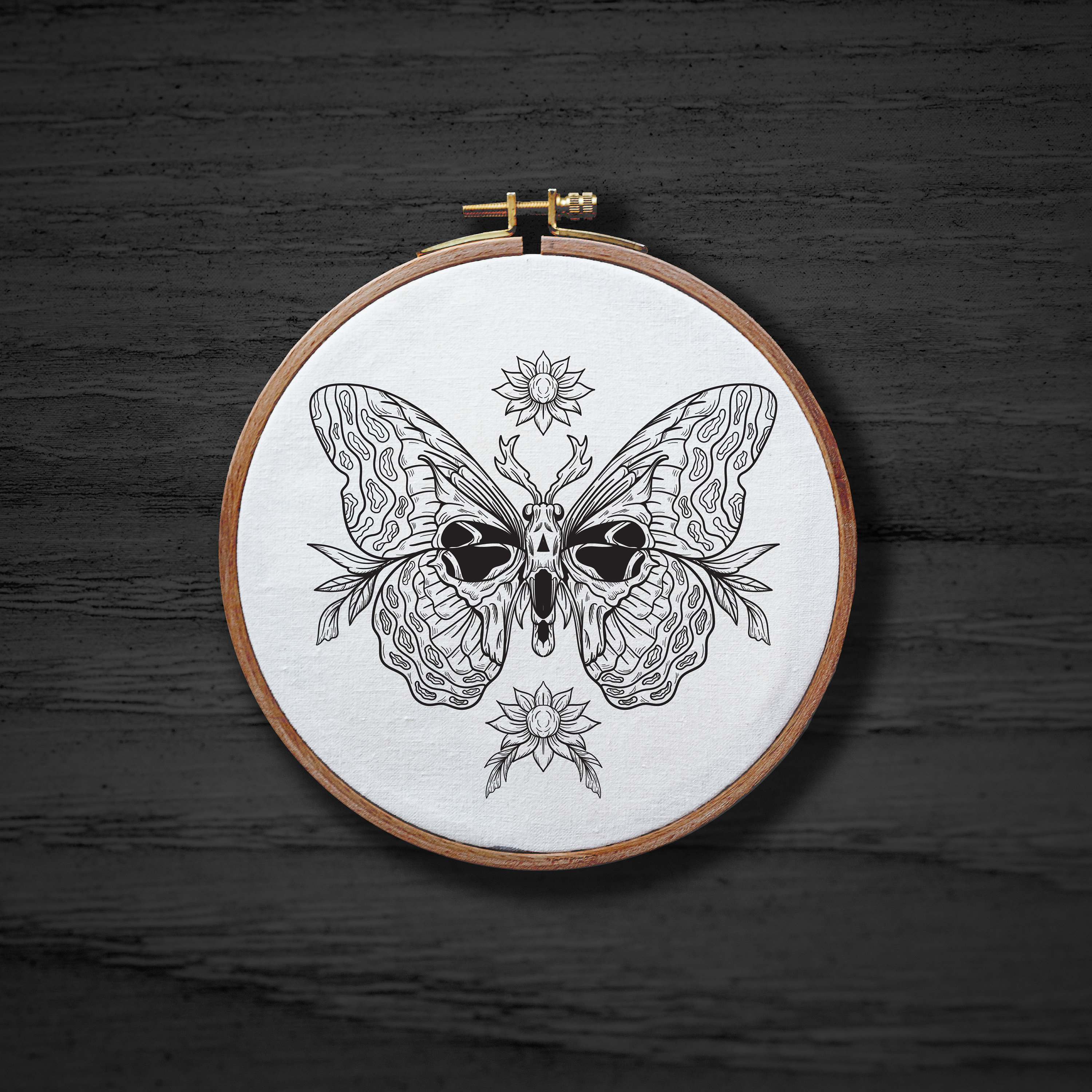 20 Gothic Bugs Hand Embroidery Pattern Bundle , Skull Butterfly ...