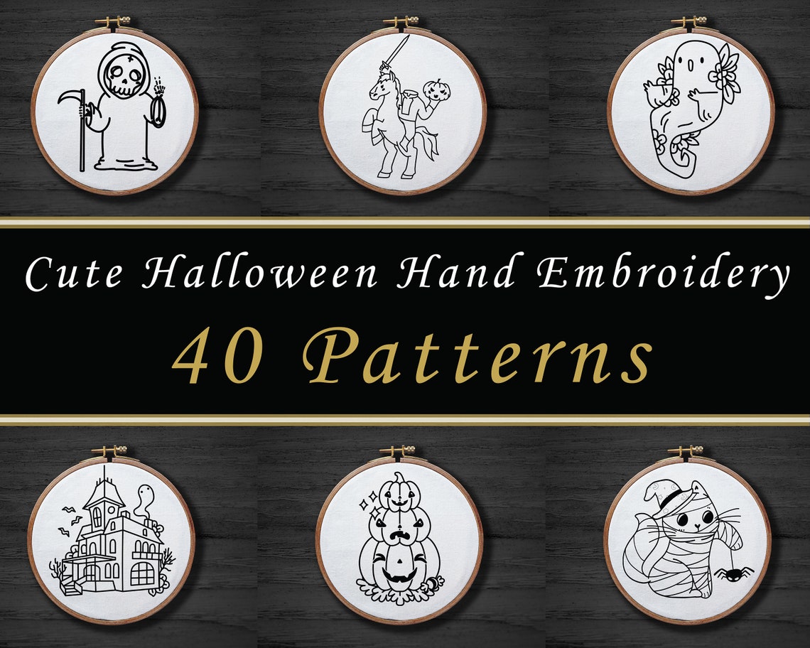Haunted House Embroidery Pattern, Goth Halloween Design (PDF Pattern ...