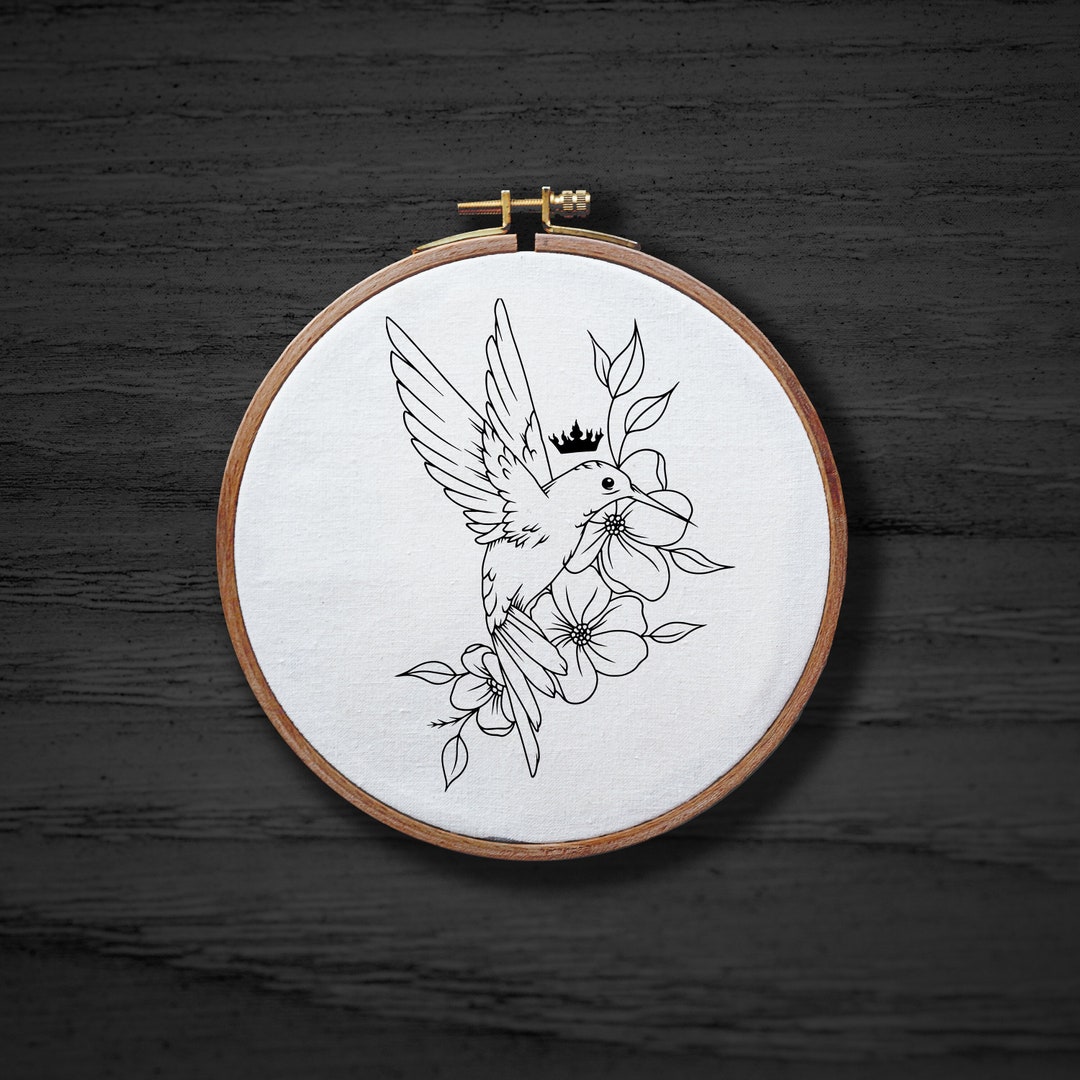 Hummingbird Hand Embroidery Pattern , Cute Floral Animal Pattern , Bird ...