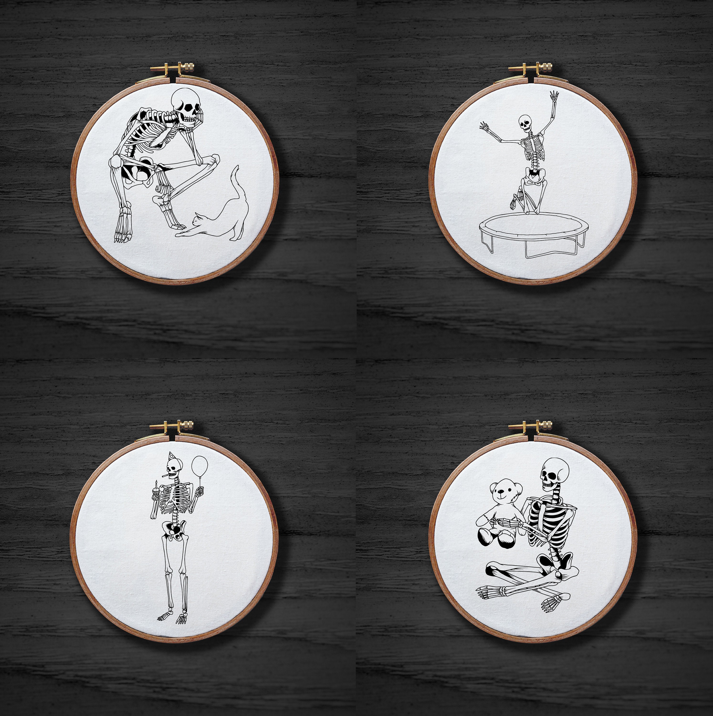 20 Funny Skeleton Hand Embroidery Pattern Bundle Coffee - Etsy