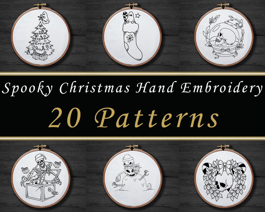20 Spooky Christmas Hand Embroidery Pattern Set , Ghost Christmas Tree ...