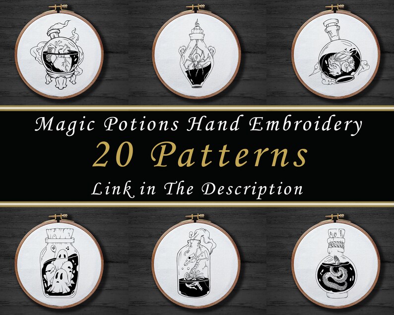 Dragon Potion Hand Embroidery Pattern Fantasy Animal Hand - Etsy