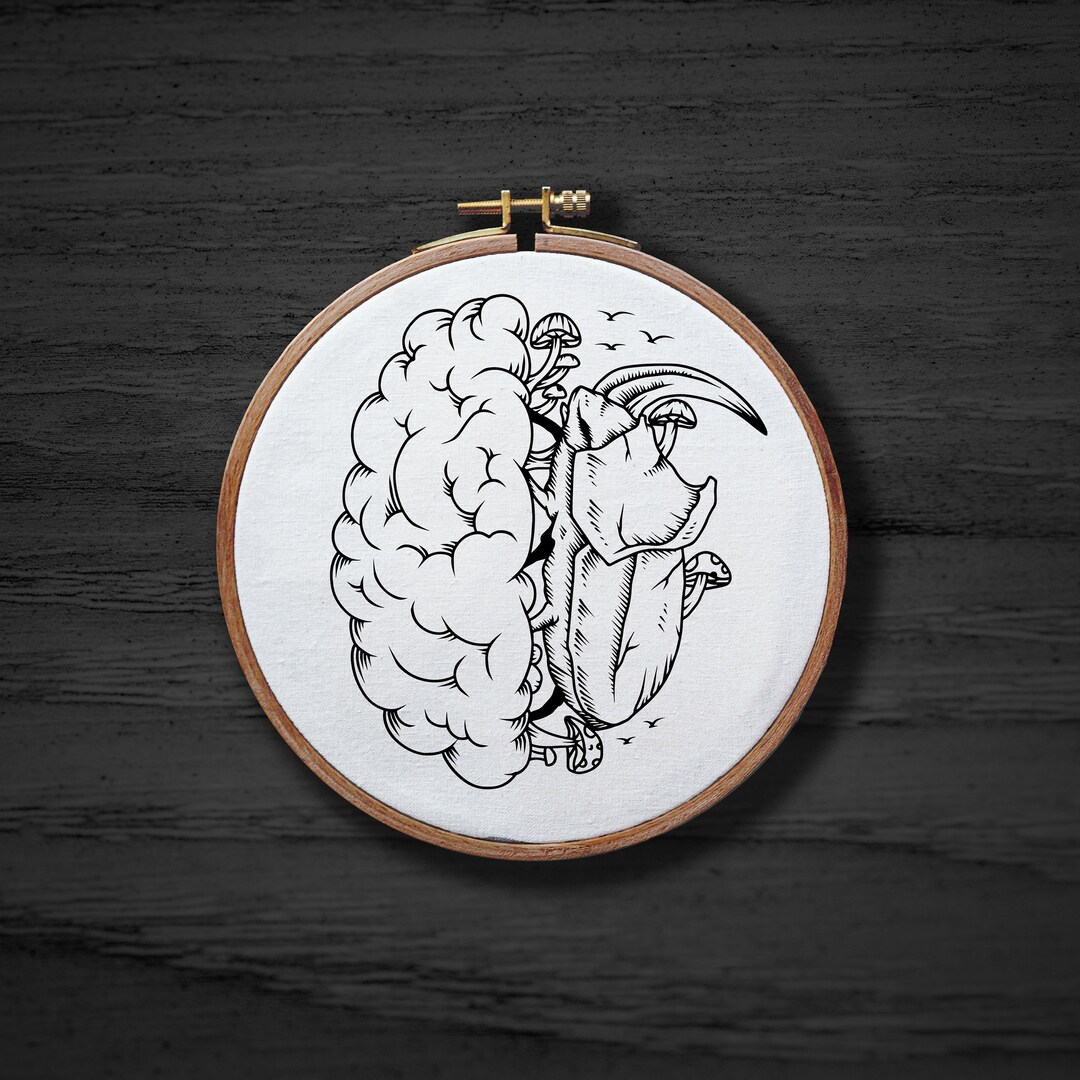 Beetle Brain Embroidery Pattern, Witchy Gothic Anatomical Design ...