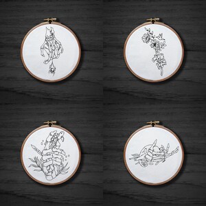 20 Gothic Anatomical Hand Embroidery Pattern Bundle , Skeleton Body ...