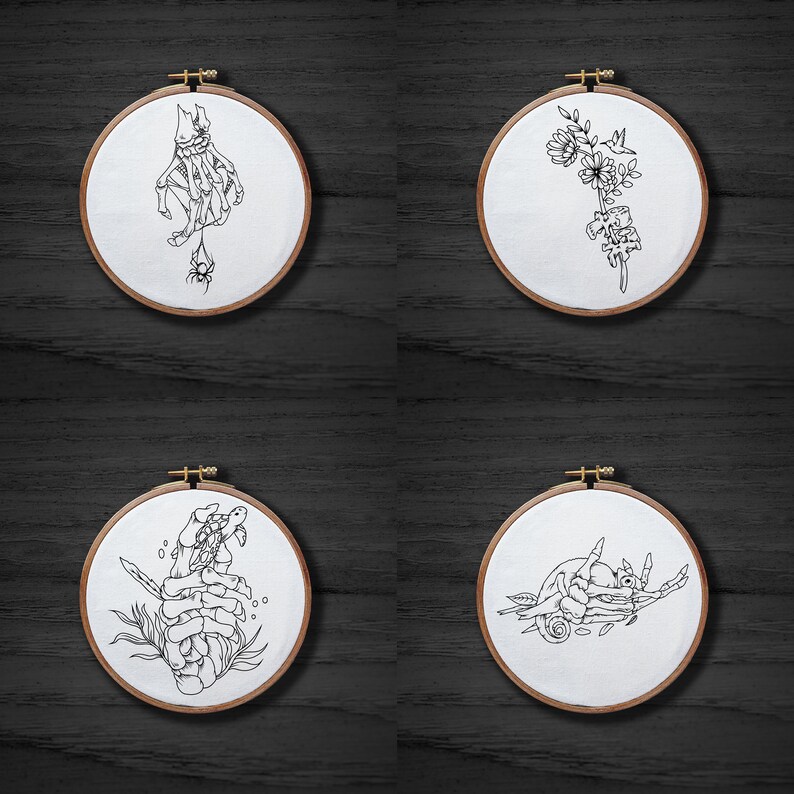 20 Gothic Anatomical Hand Embroidery Pattern Bundle Skeleton - Etsy