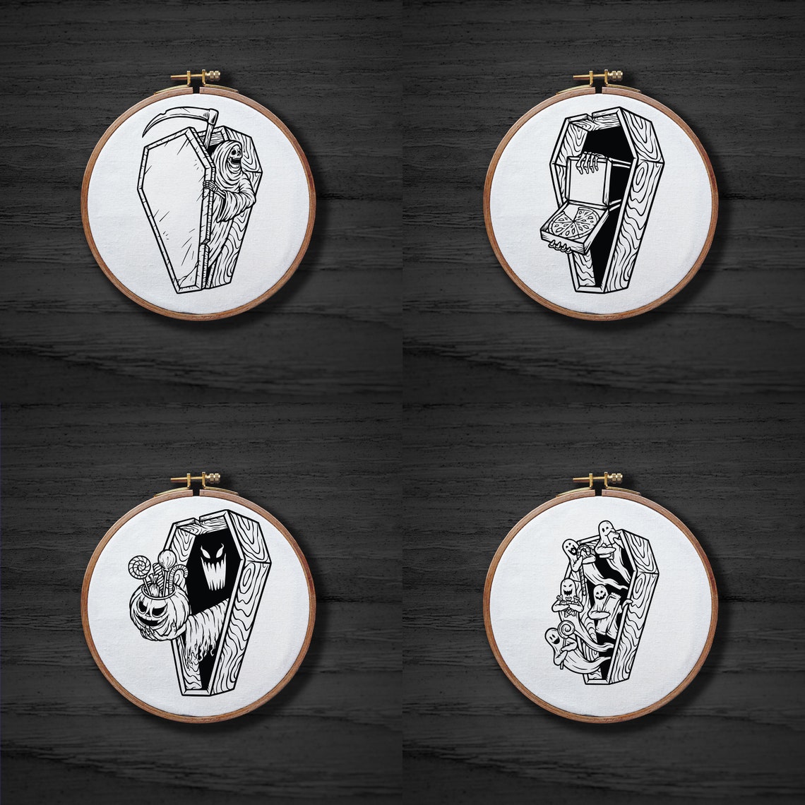 30 Gothic Hand Embroidery Pattern Bundle Funny Skeleton - Etsy