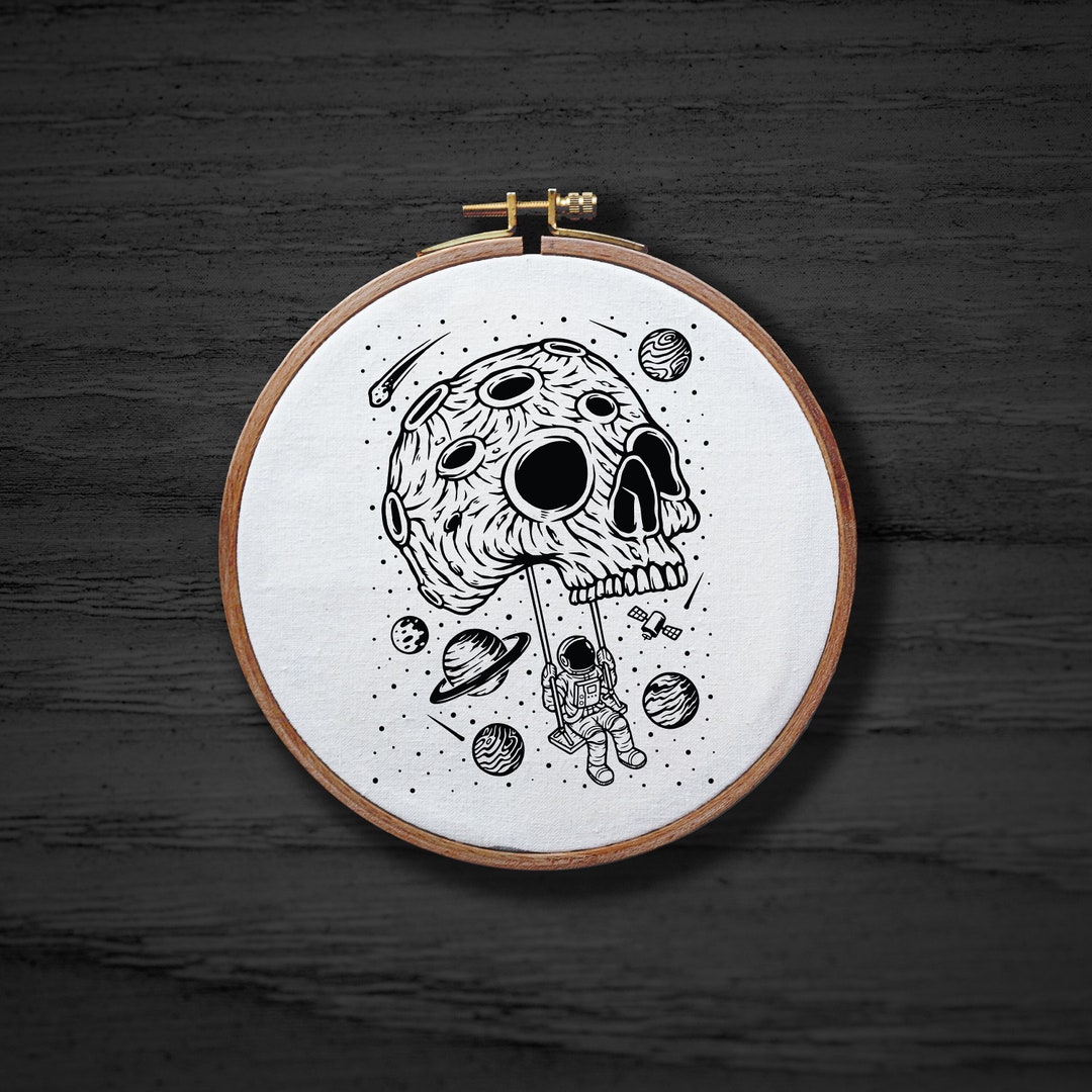 Astronaut Swinging Hand Embroidery Pattern , Fantasy Embroidery Pattern ...