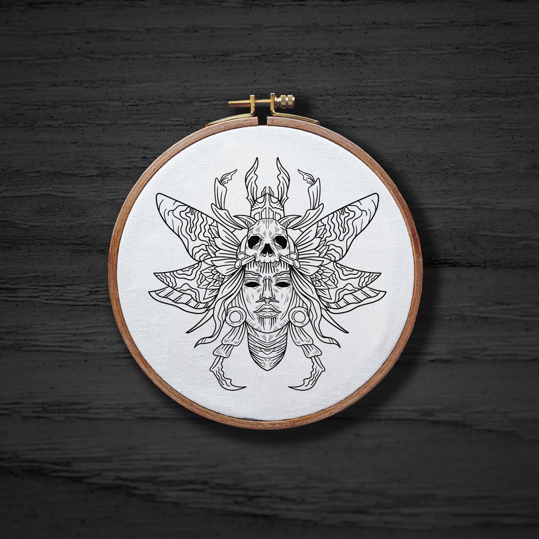Bug With Scary Face Hand Embroidery Pattern , Horror Insect Hand ...