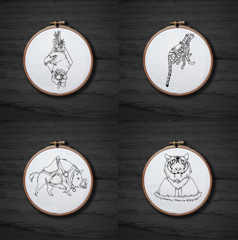 20 Adventure Animals Hand Embroidery Pattern Set DND Fantasy - Etsy