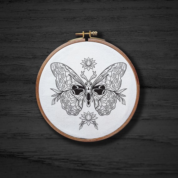 Butterfly With Scary Face Hand Embroidery Pattern Horror Bug - Etsy