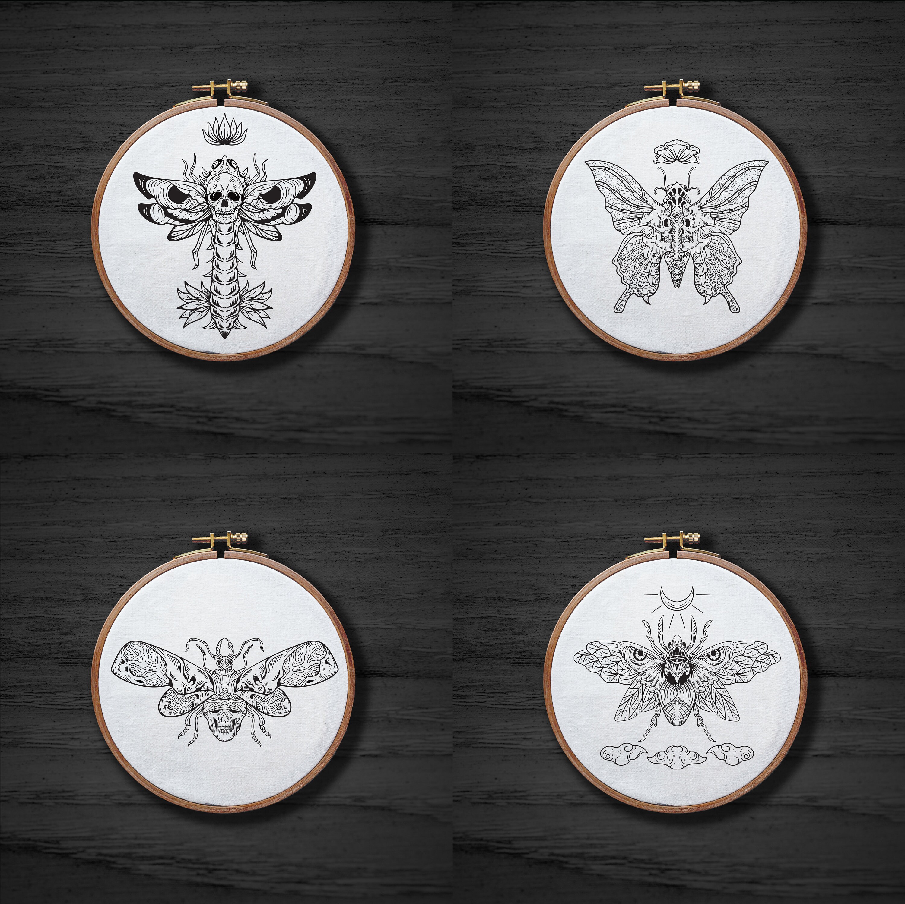 20 Gothic Bugs Hand Embroidery Pattern Bundle Skull - Etsy Australia