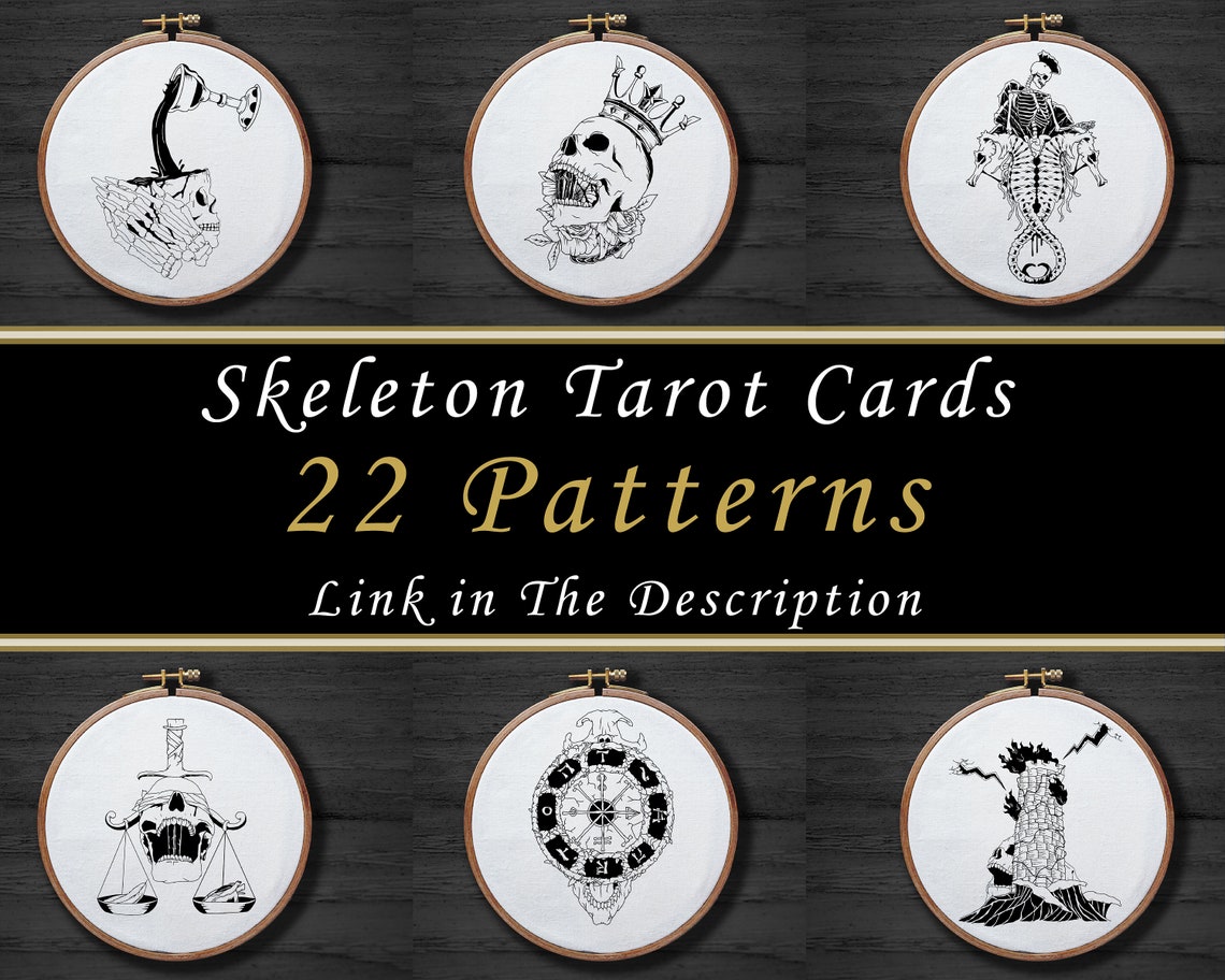 The Tower Skeleton Tarot Card Hand Embroidery Pattern , Ocean Skull ...