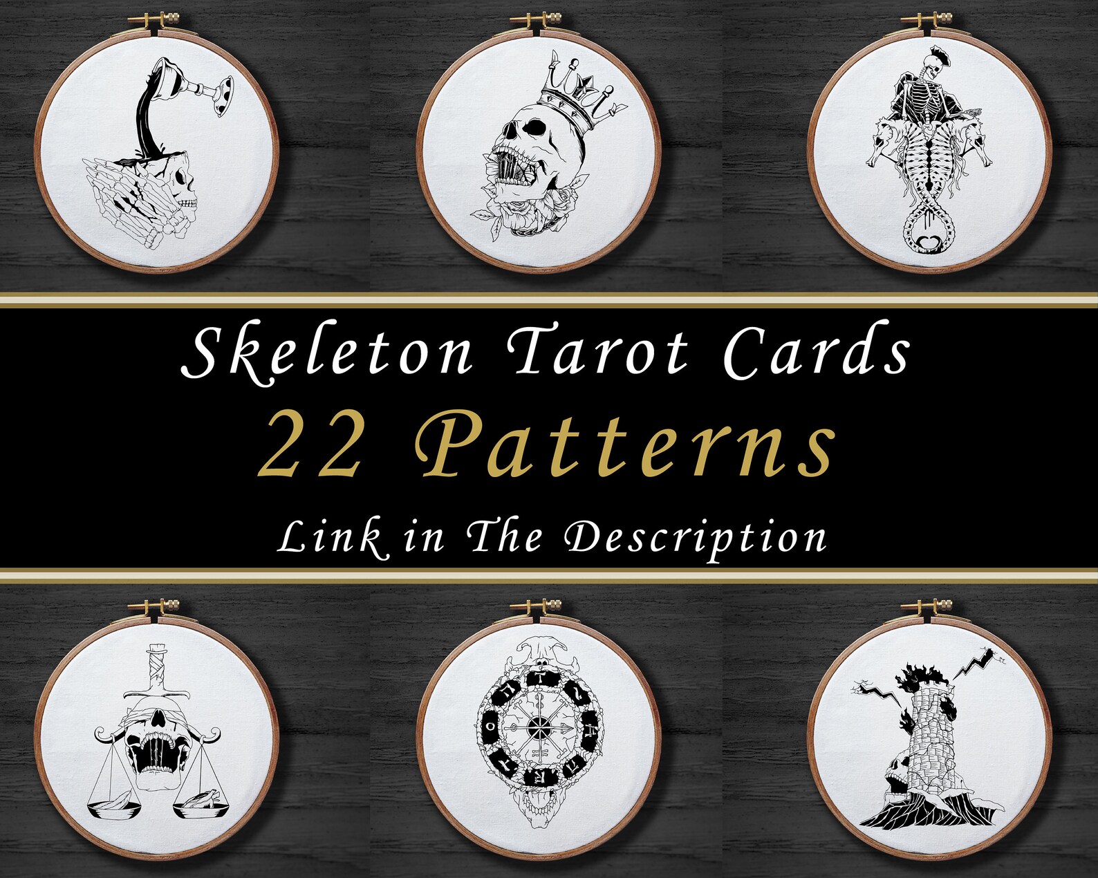 The Tower Skeleton Tarot Card Hand Embroidery Pattern , Ocean Skull ...