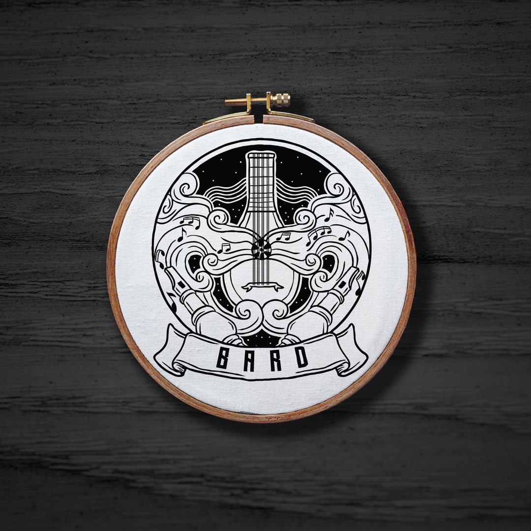 Bard Class Hand Embroidery Pattern , Dnd Game Hand Embroidery Pattern ...