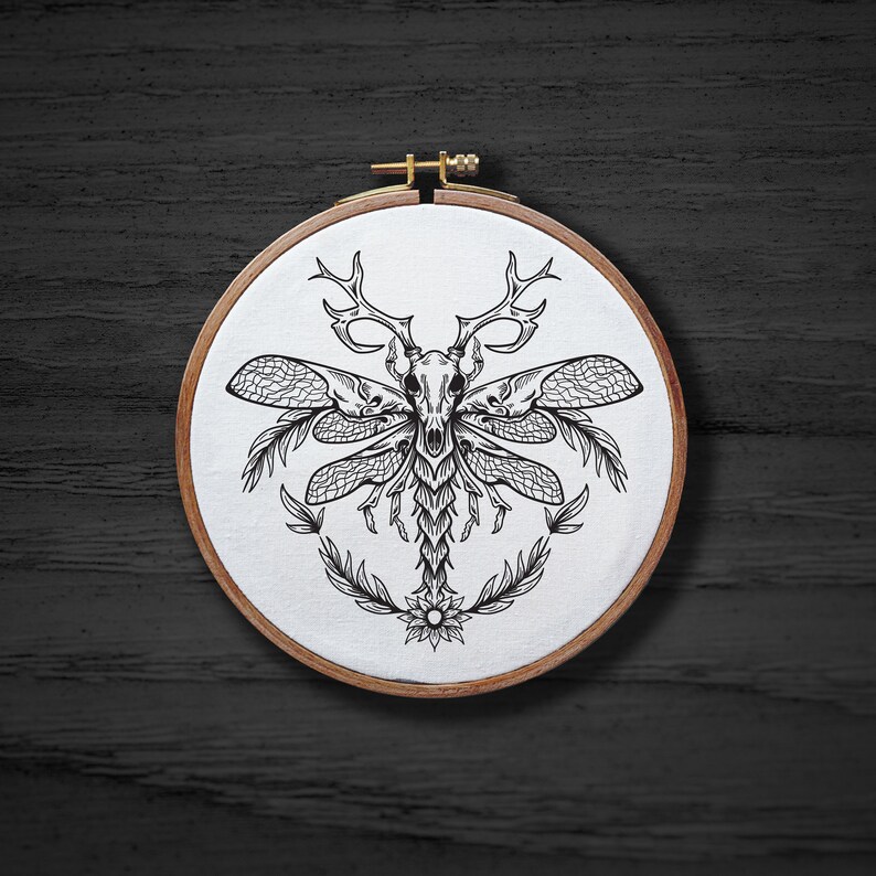 20 Gothic Bugs Hand Embroidery Pattern Bundle , Skull Butterfly ...