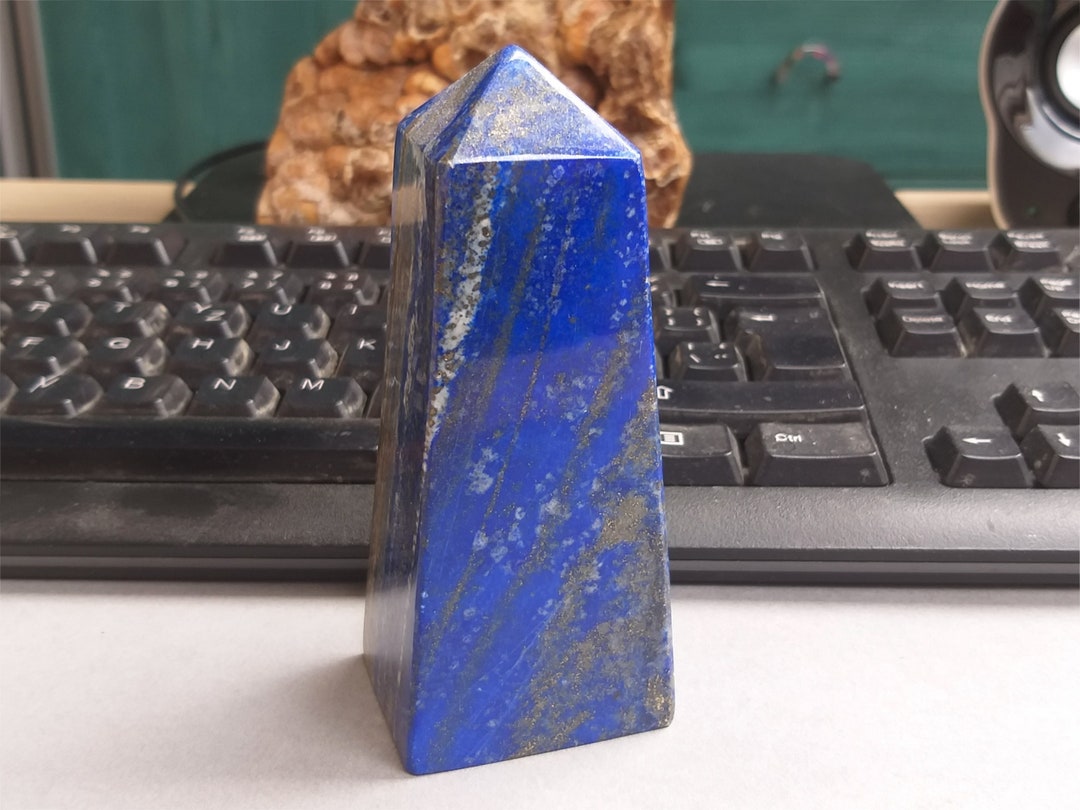 Lapis Lazuli Tower Obelisk Blue Lazurite Golden Pyrite Shiny Crystal Natural Mineral Stone ...