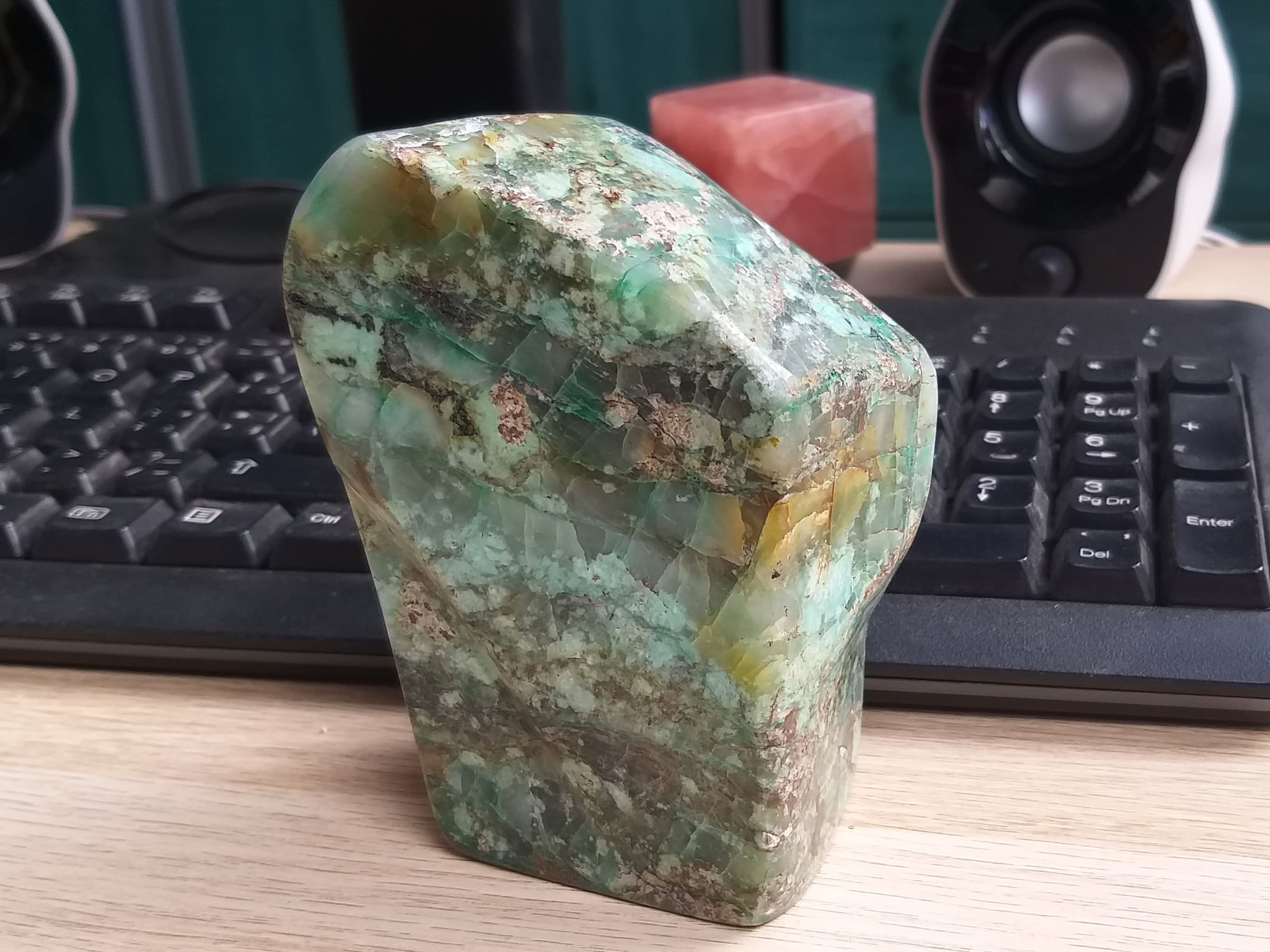 Turquoise 10cm Free Form Copper Chalcedony Quartz Crystal Carving ...