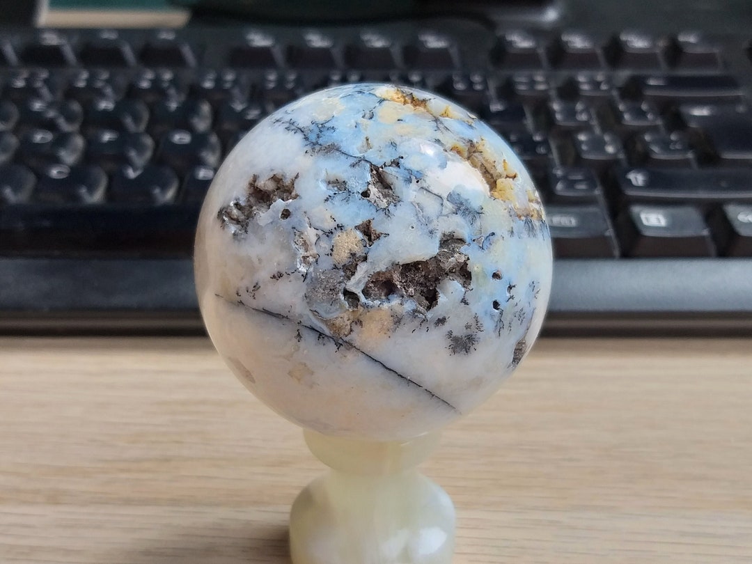 6cm Dendrite Agate Sphere: Druse Geode Chalcedony Quartz for Crystal ...
