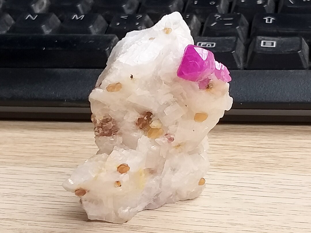 Ruby Specimen Natural UV Fluorescent Raw Crystal Albite Muscovite Mica ...