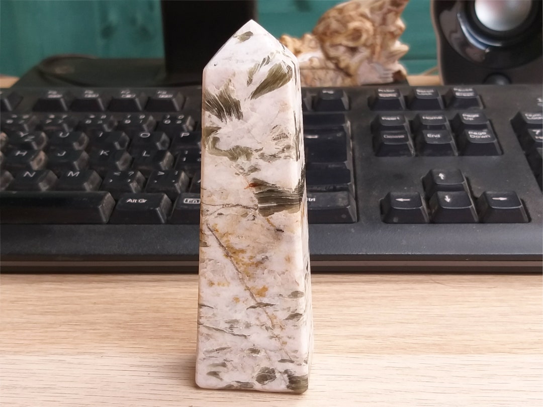 Mica 11cm Tower Obelisk Green Muscovite Albite Crystal Carving Natural ...