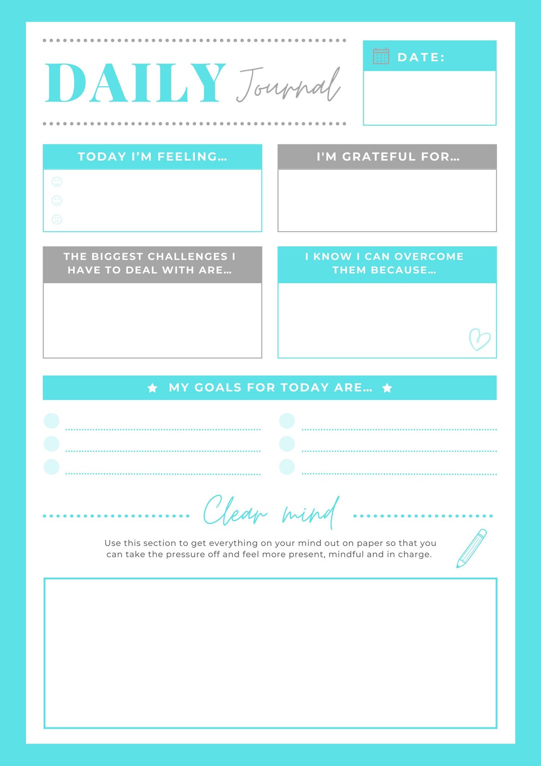 Printable Daily Journal - Etsy