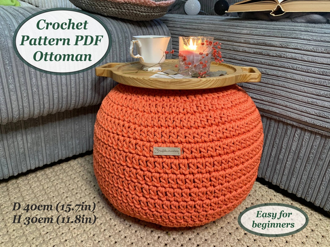 Crocheted Pouf Ottoman Pattern Digital Instruction Manual PDF Format ...