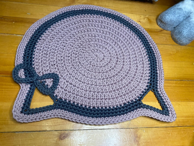 Crochet Cat Placemat Rug Pattern: Bow and Cat Design (PDF) - Etsy