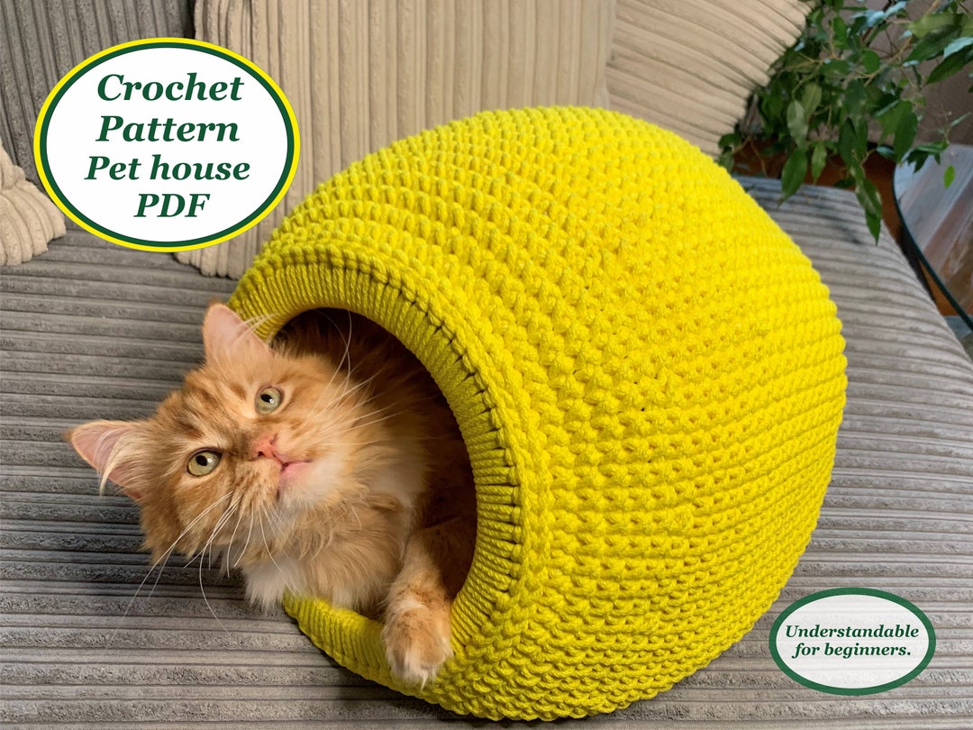 Crochet Cat House Pattern: Seamless Pet Bed Cave (PDF + Video) - Etsy