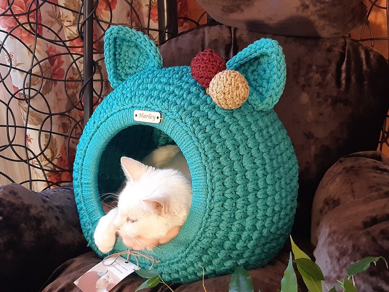 Crochet Cat House Pattern: Kitten Cave PDF Instruction (with Video) - Etsy