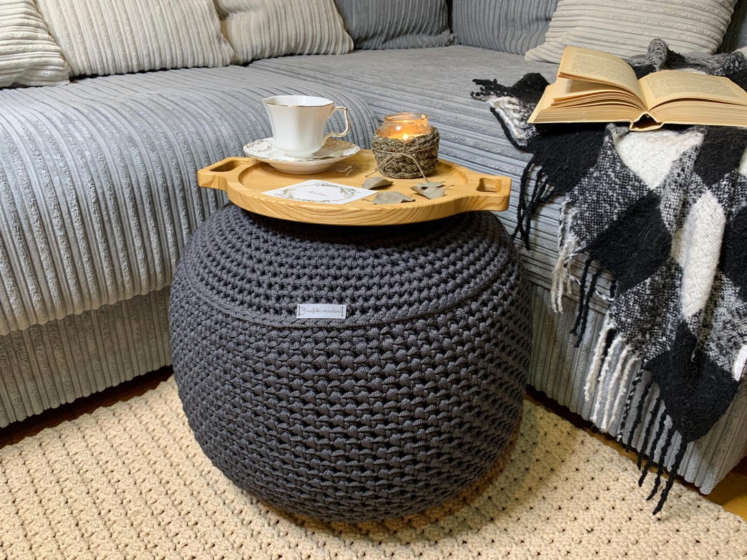 Pouf Ottoman Crochet Stuffed Living Room Ottoman Pouf Crochet Footstool ...
