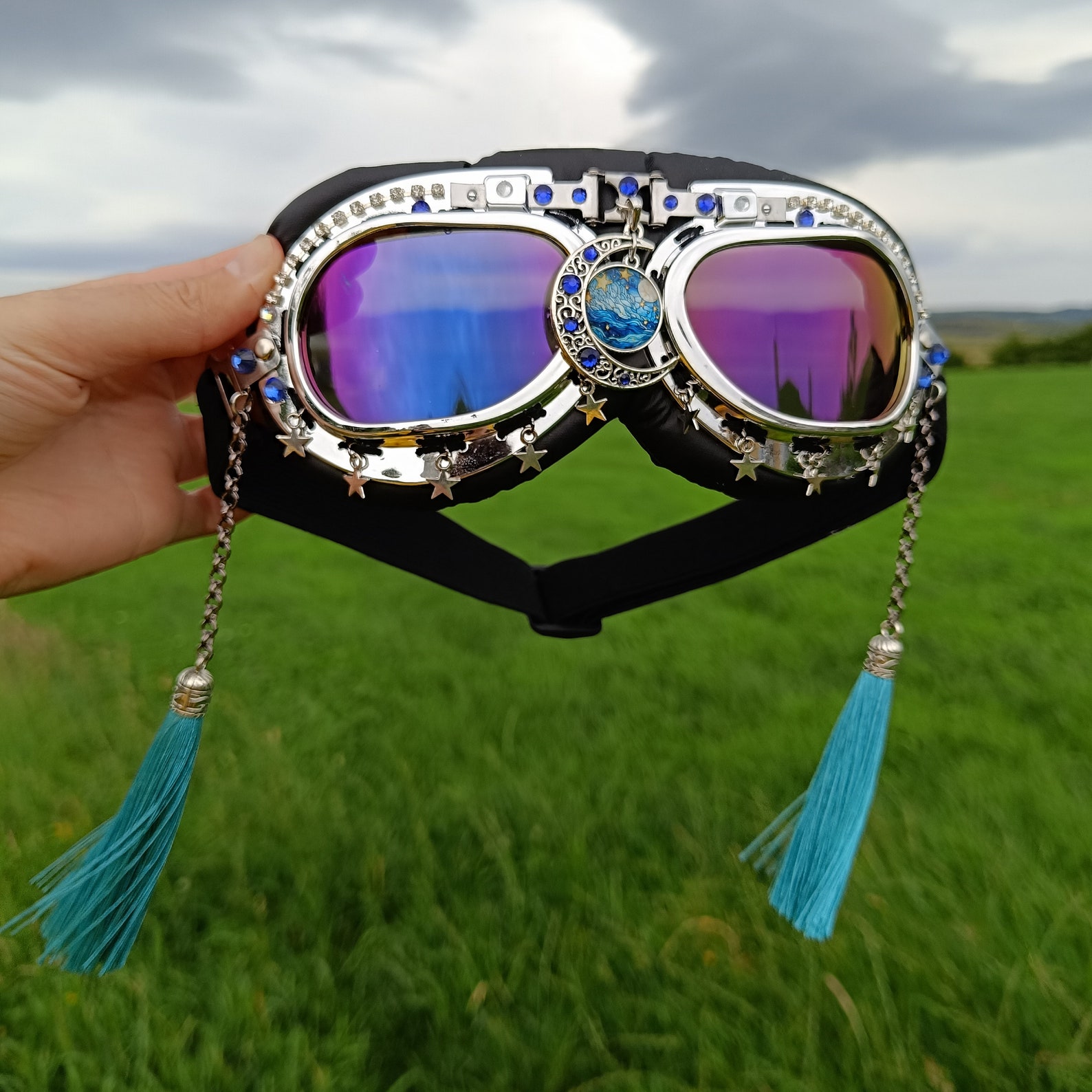 Goggles "moon" With Tassels Festival Outfit Burning Man Inspired Rave ...