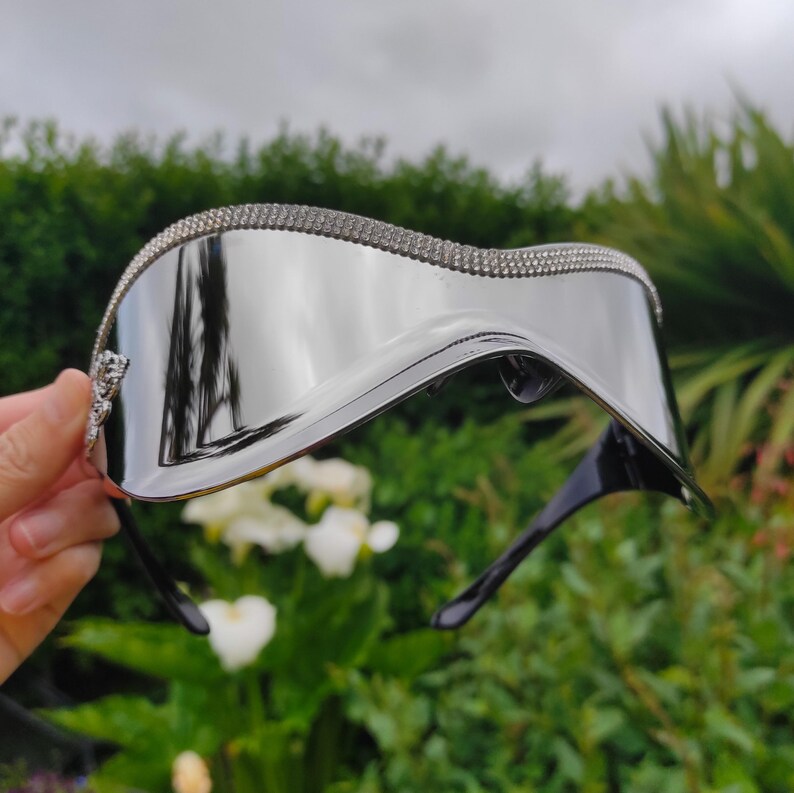 Futuristic Mirror Oversized Robot Mask Cyberpunk Glasses Visor Festival ...