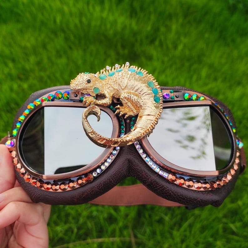 Goggles Gold Lizard Festival Outfit Burning Man Inspired Rave Costume ...