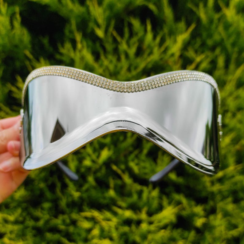 Futuristic Mirror Oversized Robot Mask Cyberpunk Glasses Visor Festival ...