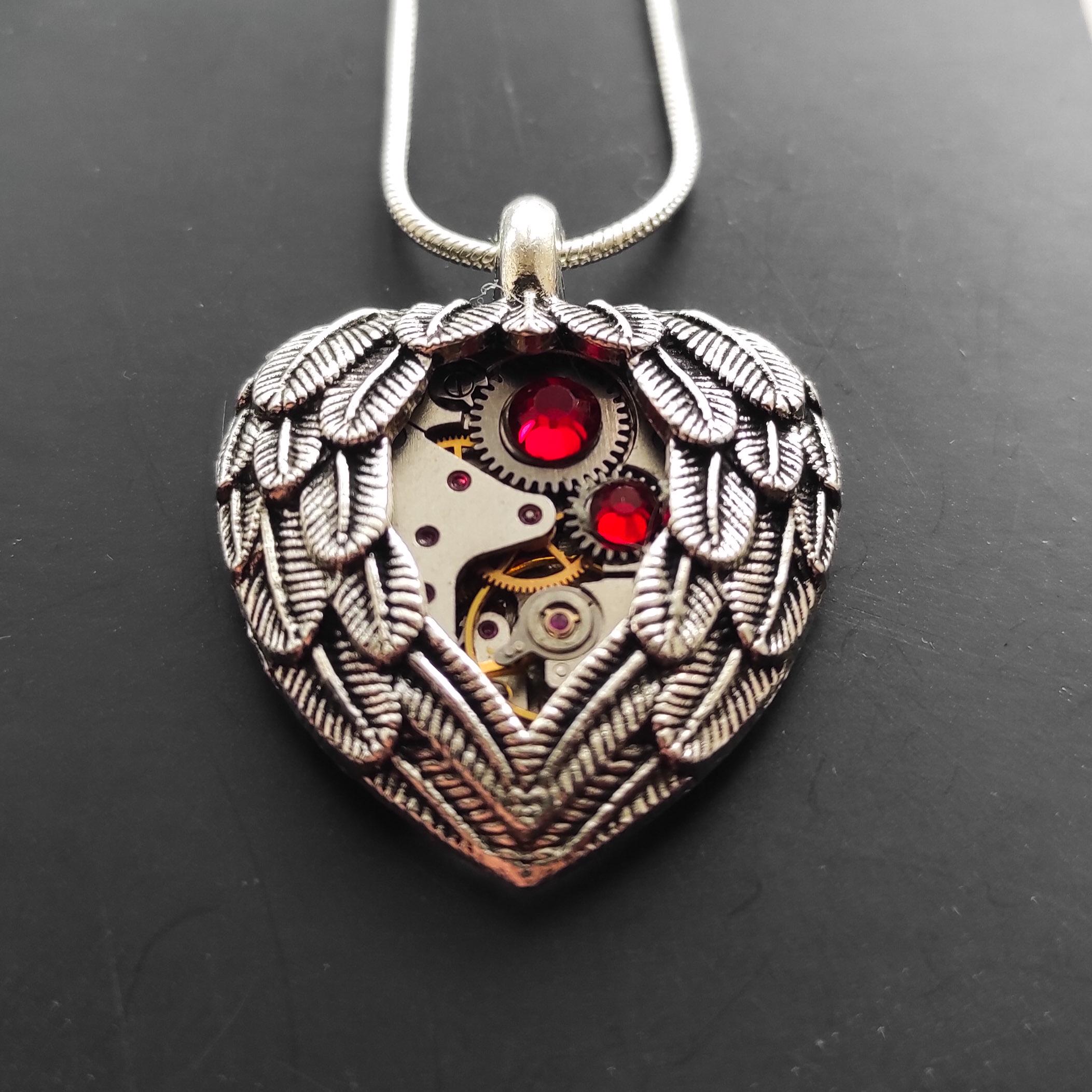 Steampunk Necklace Winged Heart With Vintage Mechanisms From a ...