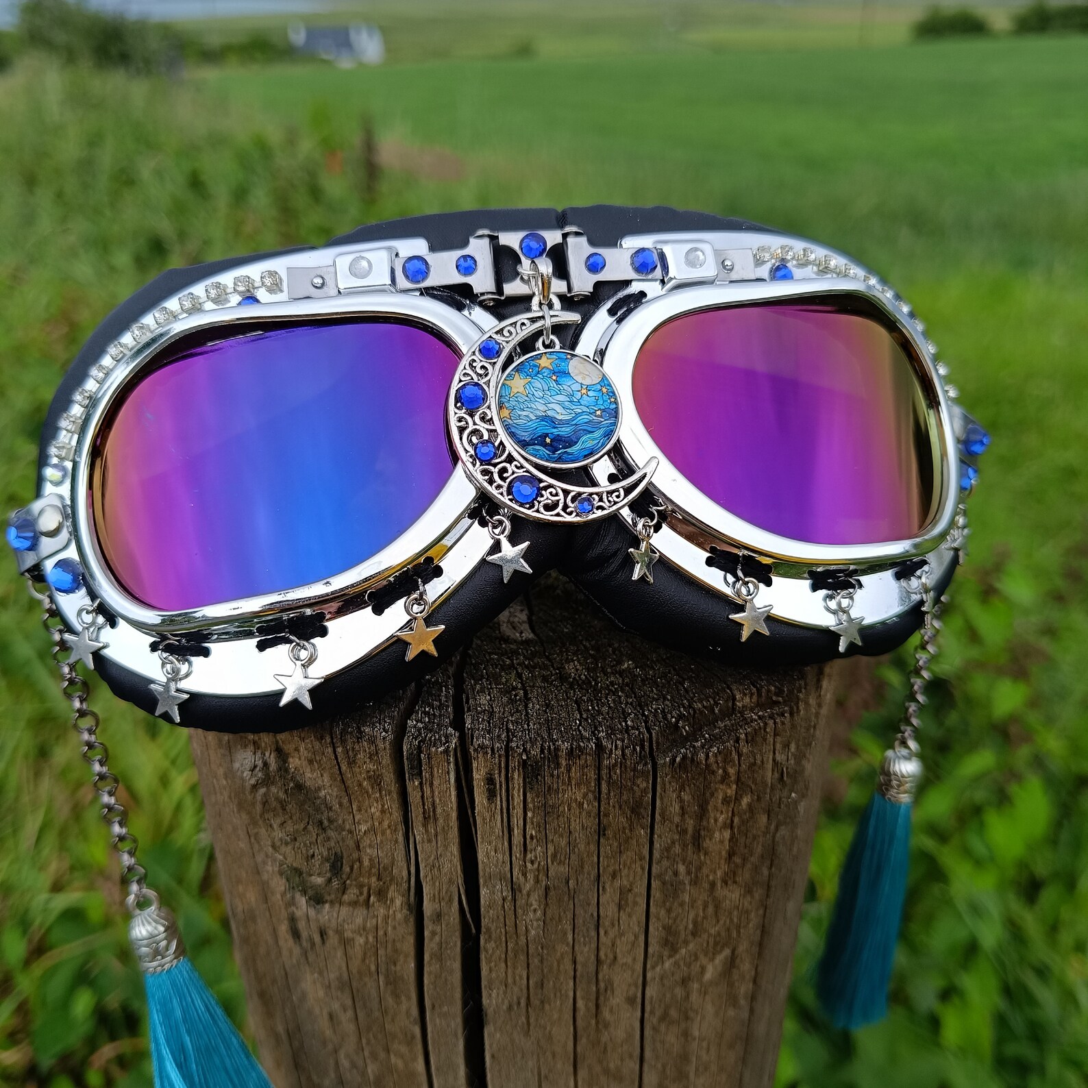 Goggles "moon" With Tassels Festival Outfit Burning Man Inspired Rave ...