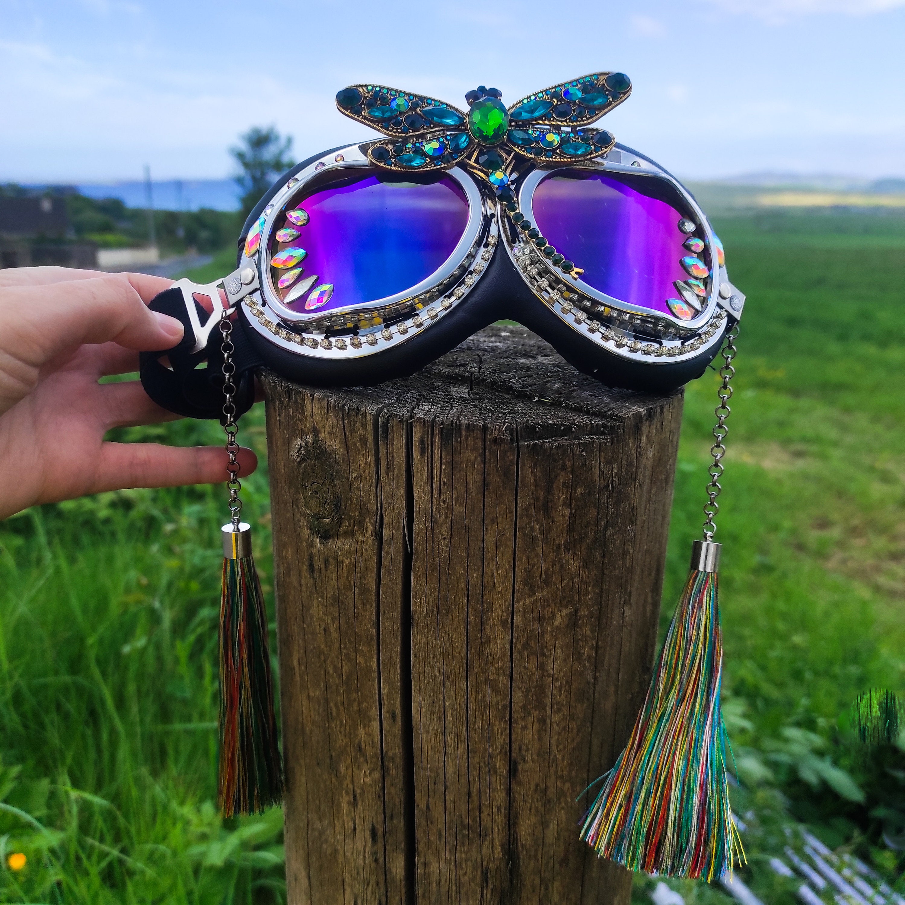 Goggles Dragonfly Burning Man Inspired Rave Tassels Costume Dust Mask ...