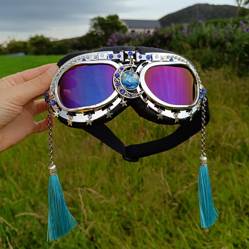 Goggles "moon" With Tassels Festival Outfit Burning Man Inspired Rave ...