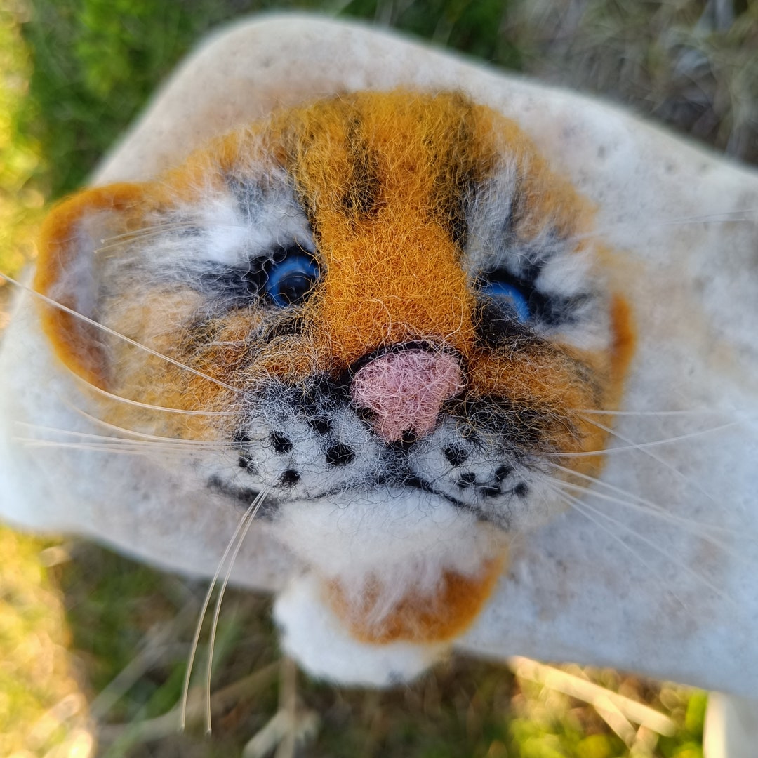 Brooch Tiger Cub Head Wool Handmade Felted Accessory Needle Felting Art ...