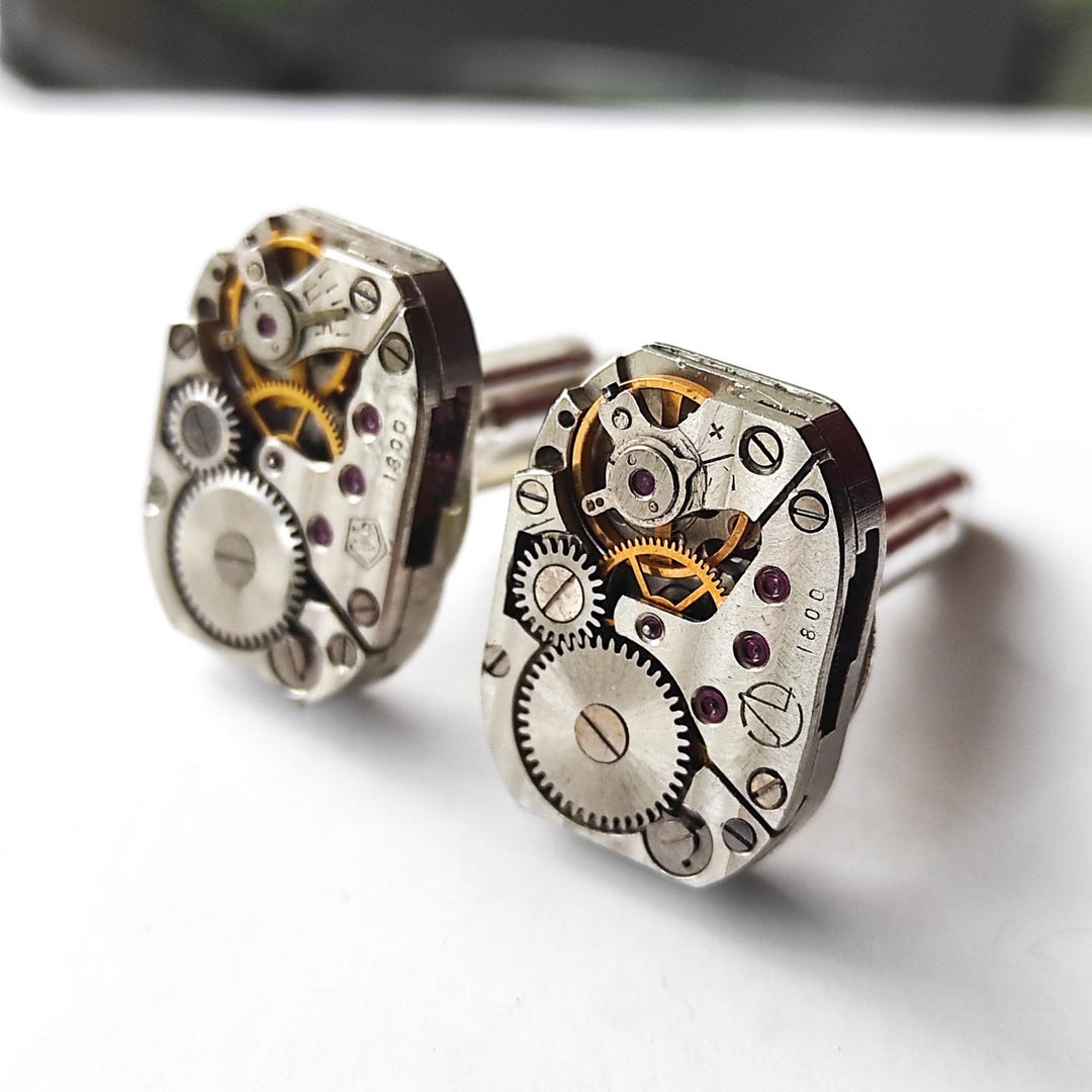 Steampunk Watch Movement Cufflinks – Vintage Mechanical Gear Design ...