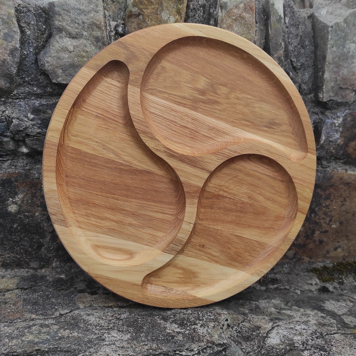 Wooden Tray Round Plate Solid Elm Tree for Snacks, Cheese, Nuts Serving ...